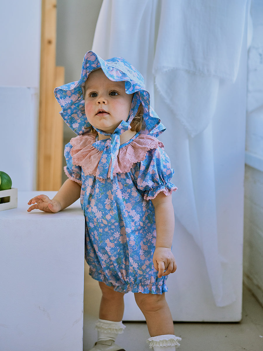 Grasmere Embroidered Collar Romper, Wildflower Lawn Blue – HAPPYOLOGY